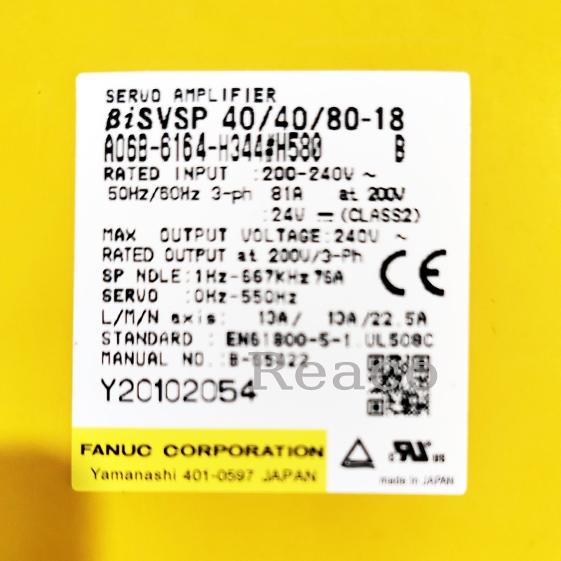 FANUC A06B-6164-H344#H580 or A06B6164H344#H580 SERVO AMPLIFIER - REACO